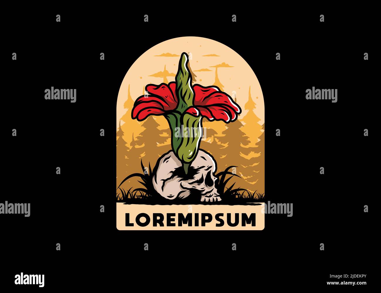 Illustration design of the Corpse flower growing on the skull Stock ...