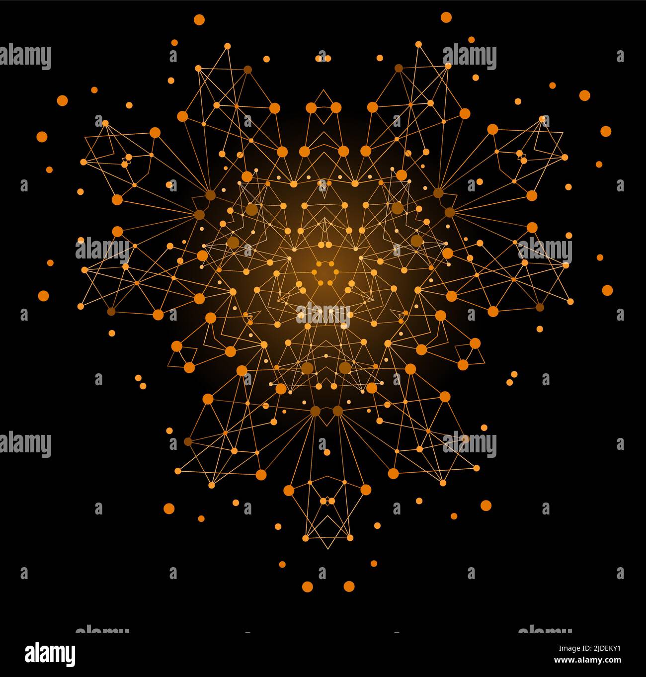 Vector Colorful Bright Shape, Molecular Structure with Lines and Dots ...
