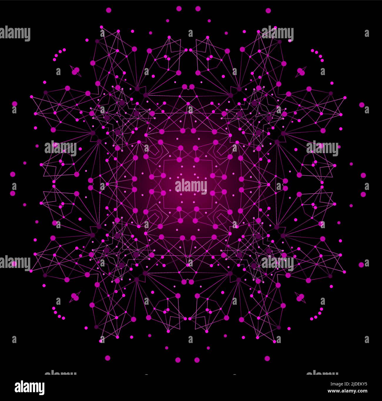 Vector Colorful Bright Shape, Molecular Structure with Lines and Dots ...