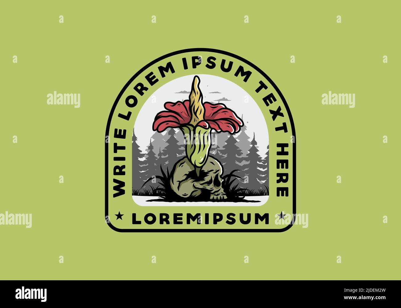 Illustration design of the Corpse flower growing on the skull Stock ...