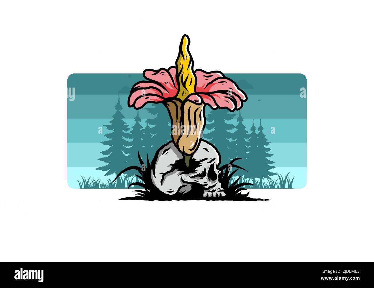 Illustration design of the Corpse flower growing on the skull Stock ...