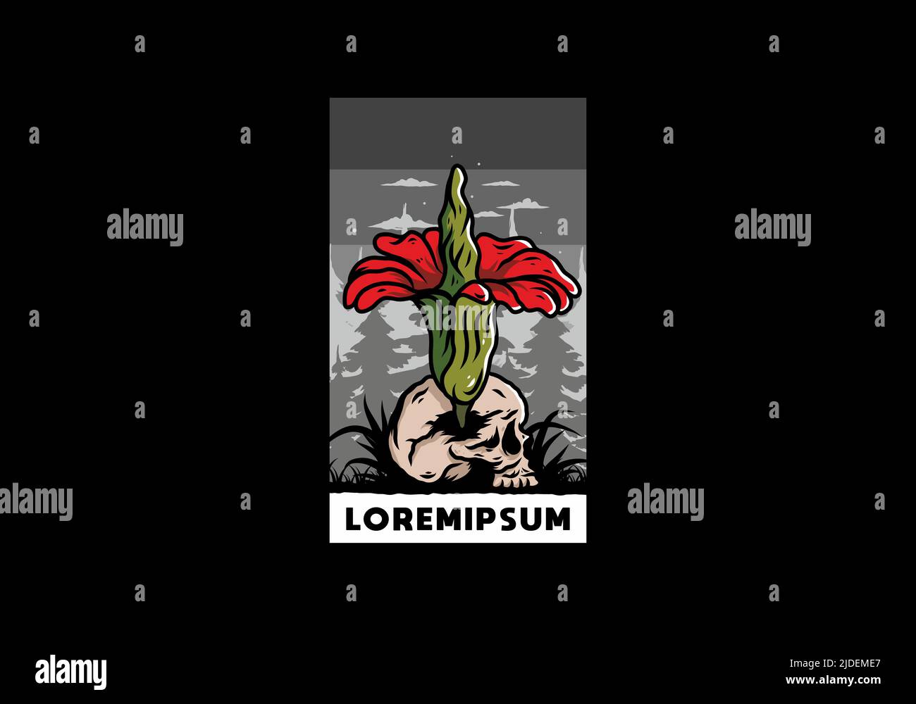 Illustration design of the Corpse flower growing on the skull Stock ...