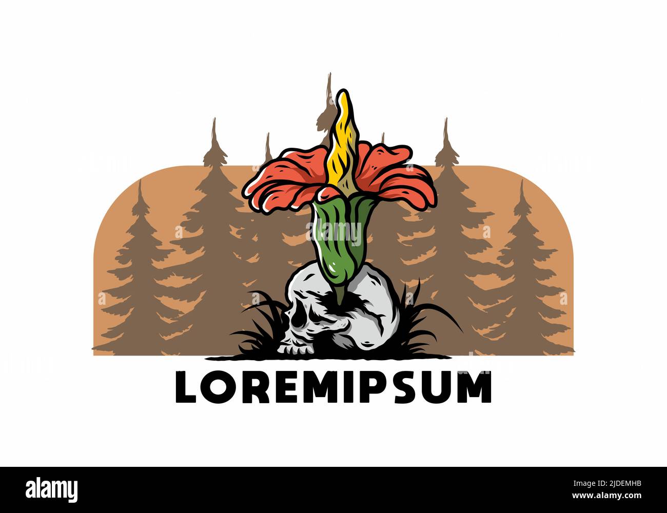Illustration design of the Corpse flower growing on the skull Stock ...