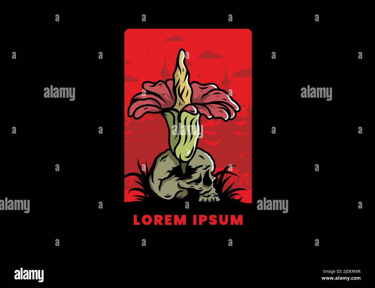 Illustration design of the Corpse flower growing on the skull Stock ...