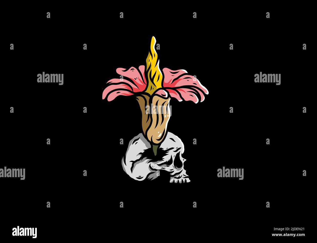 Illustration design of the Corpse flower growing on the skull Stock ...