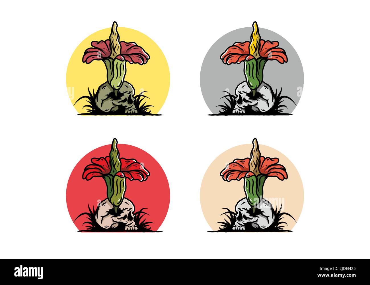 Illustration design of the Corpse flower growing on the skull Stock ...