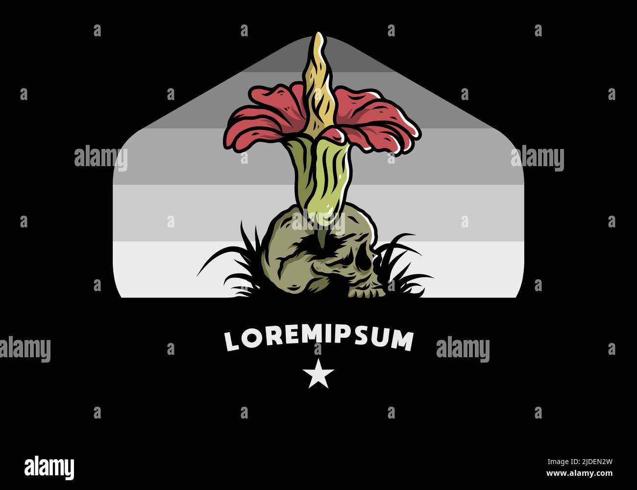 Illustration design of the Corpse flower growing on the skull Stock ...