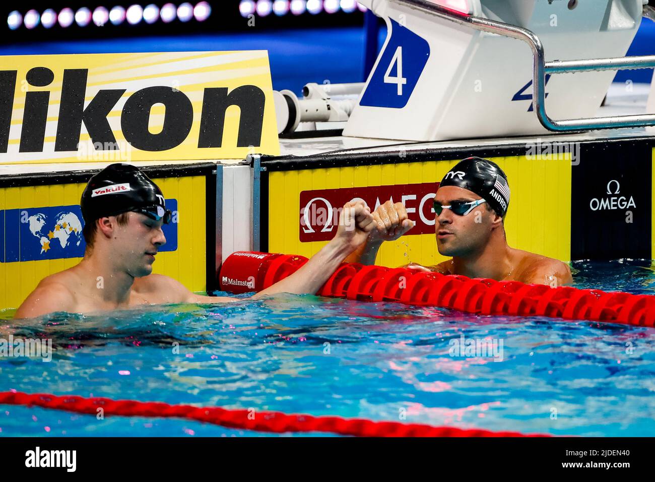 BUDAPEST, HUNGARY - JUNE 20: Nic Fink of the United States of America ...