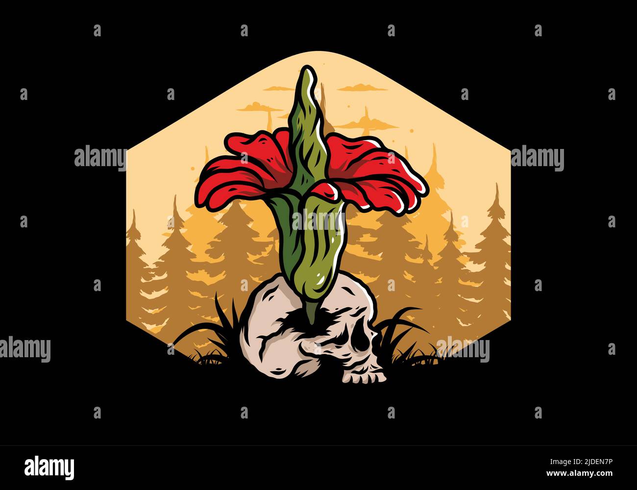 Illustration design of the Corpse flower growing on the skull Stock ...
