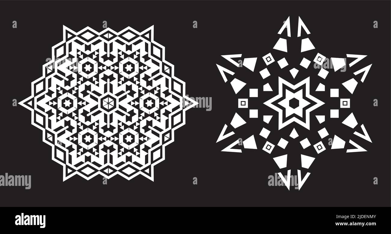 Ethnic Fractal Mandala Vector looks like Snowflake or Maya Aztec ...
