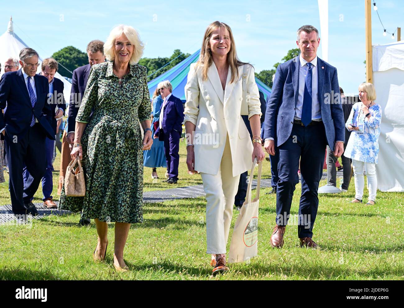 The Duchess of Cornwall and Lady Rothermere are seen during the tour of ...
