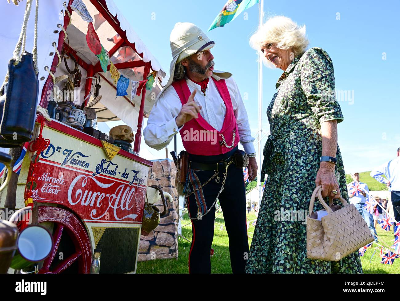 The Duchess of Cornwall meets a re-enactor during a tour of the Daily ...