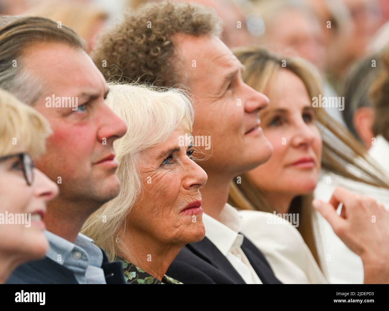 The Duchess of Cornwall seated with Lord Rothermere and Lady Rothermere ...
