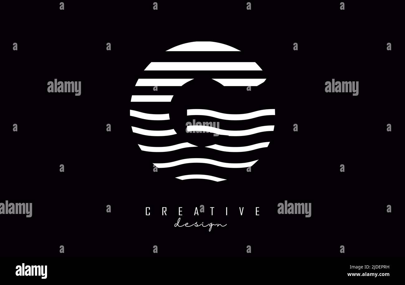 Letter G logo design with white straight and zig zag lines. Vector ...