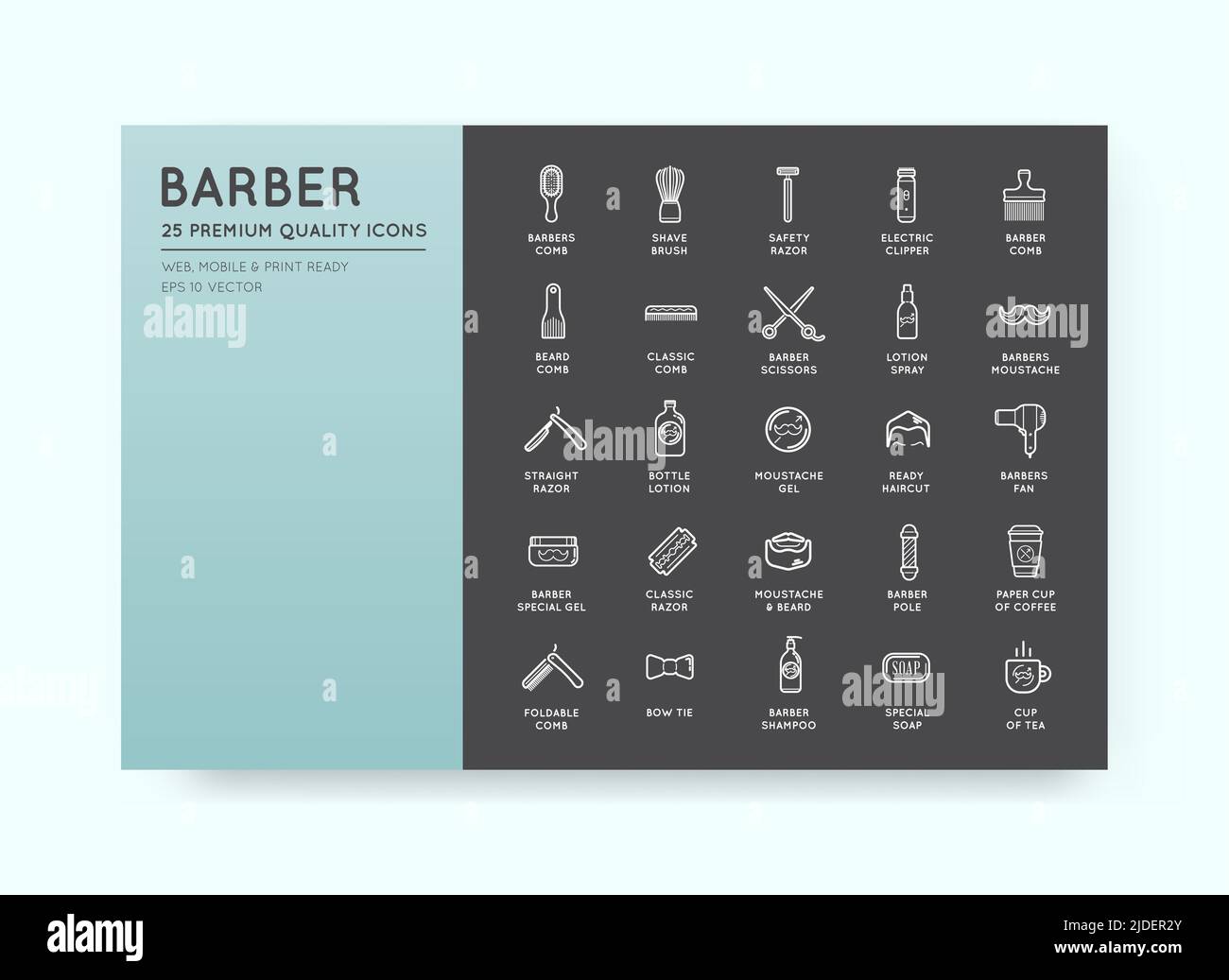 Set of Vector Barber Shop Elements and Shave Shop Icons Illustration ...