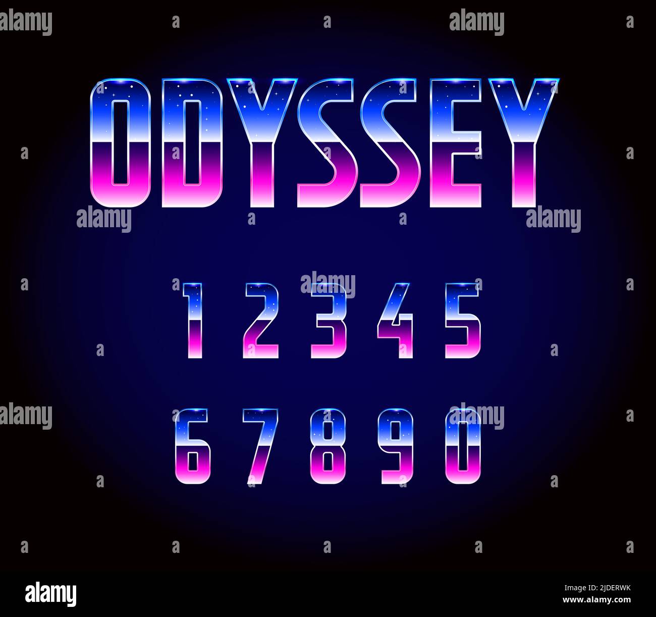 80s Retro Futurism Sci-Fi Font Numbers Vector Stock Vector Image & Art ...