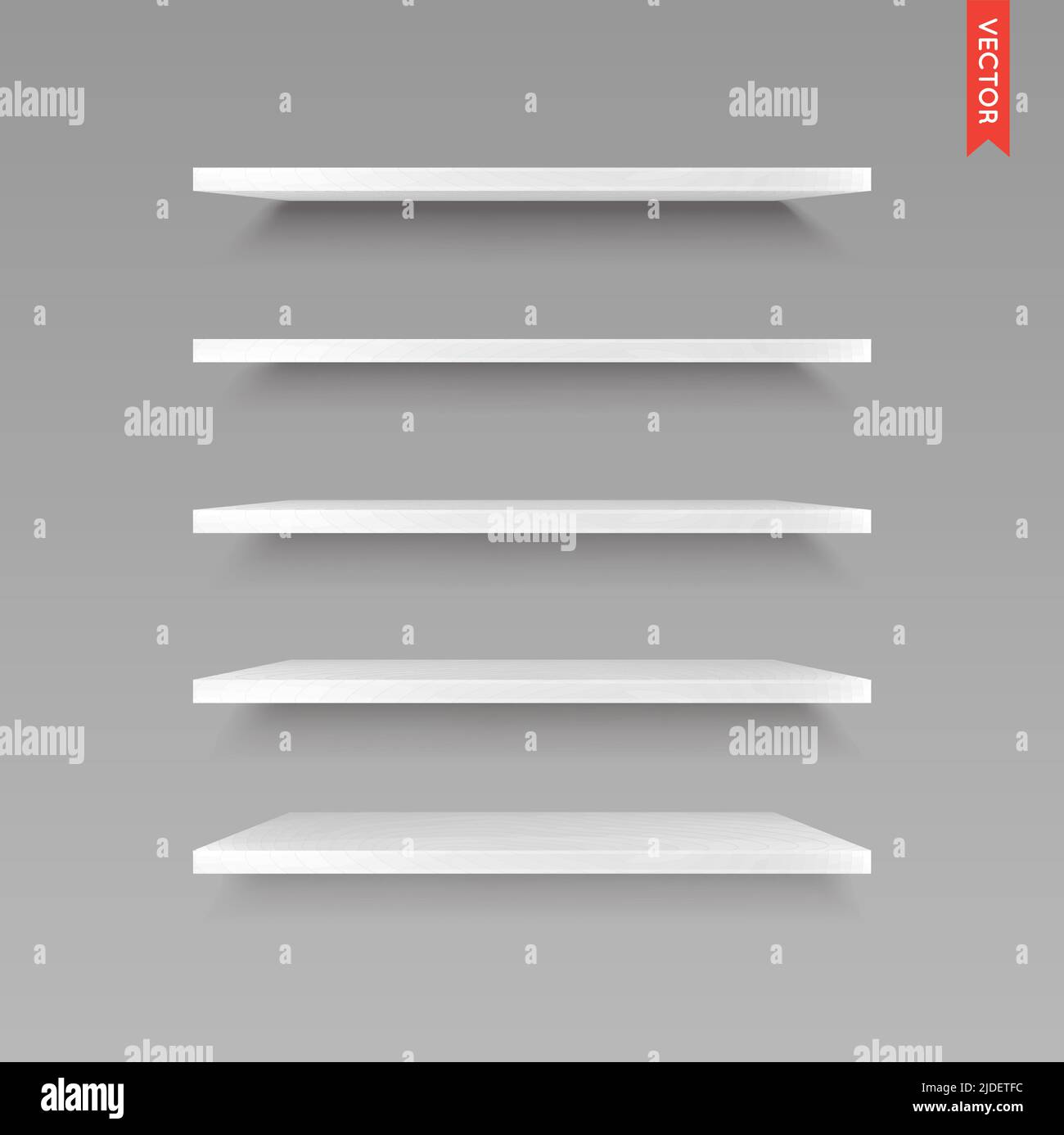 Set of Wood Shelves Vector Isolated on the Wall Background Stock Vector ...