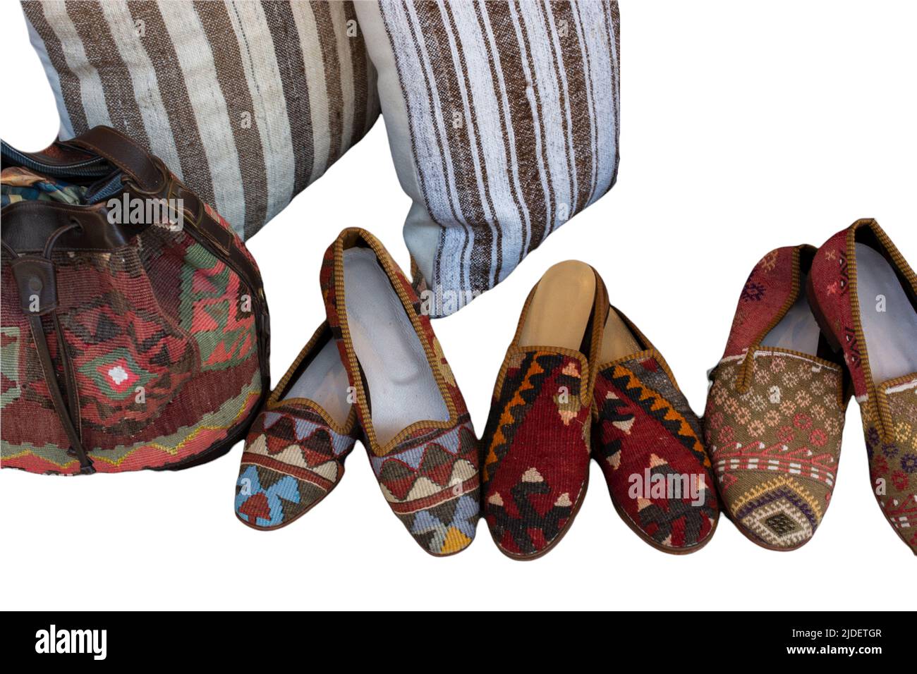 Traditional turkish leather shoes named yemeni. Colorful handmade ...