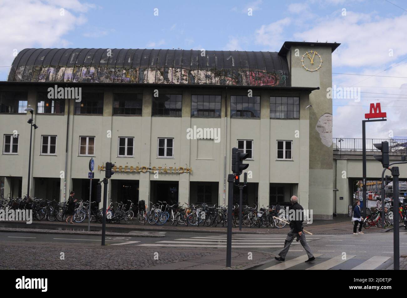 Copenhagen /Denmark/20 June 2022/ Norrebro train station and Norrbro ...