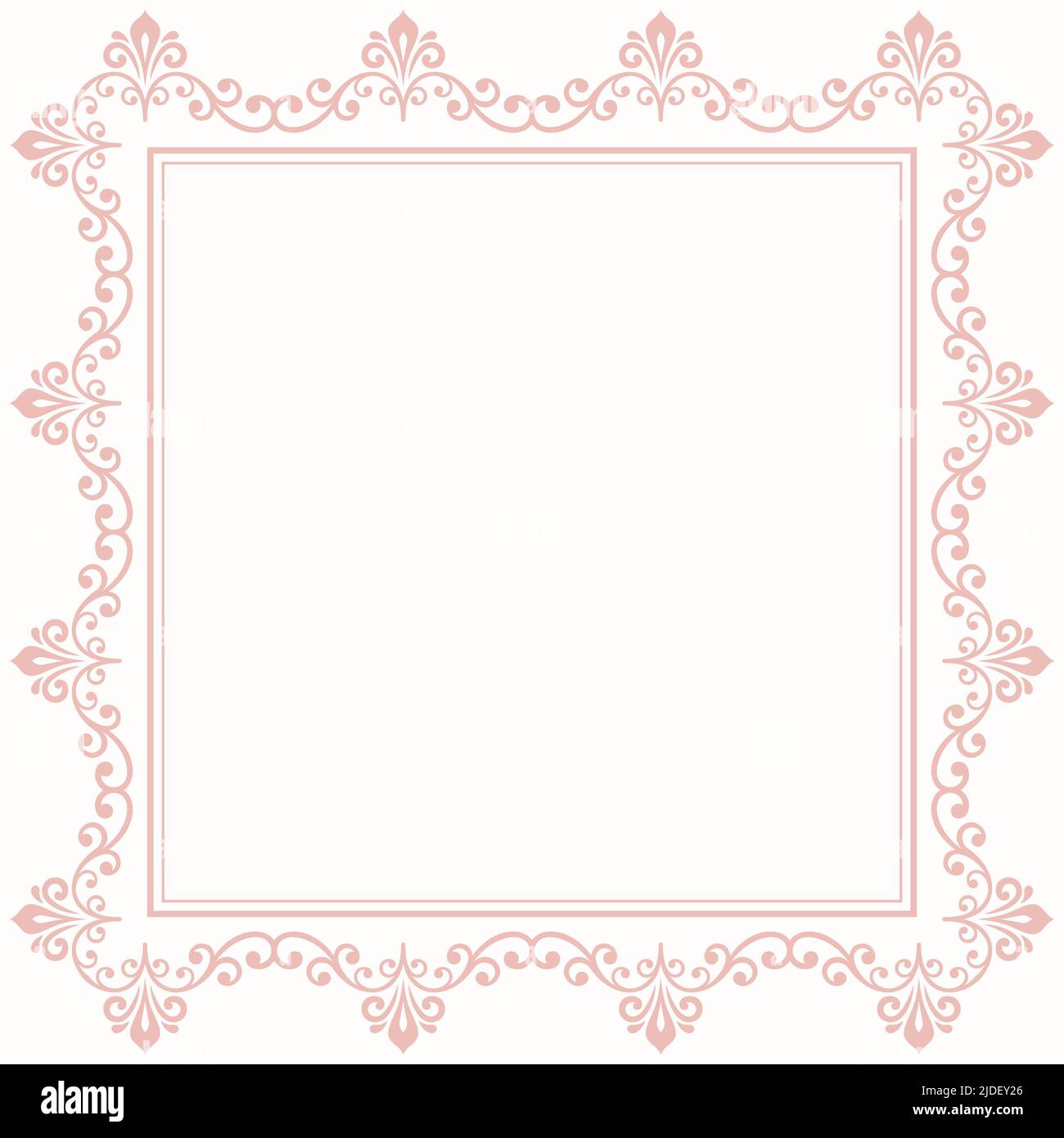 Classic vector vintage pink square frame with arabesques and orient ...