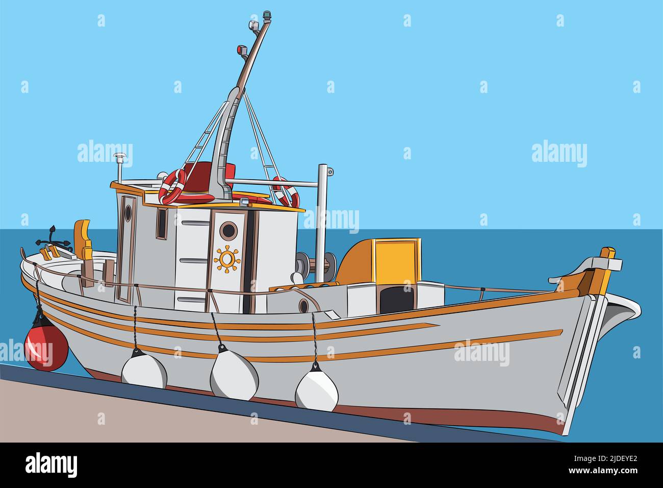 Fishing Boat Drawing Color