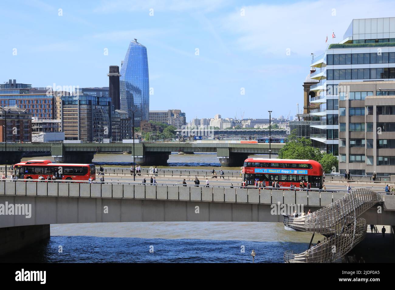 View from office on the north side of the Thames looking west, across ...