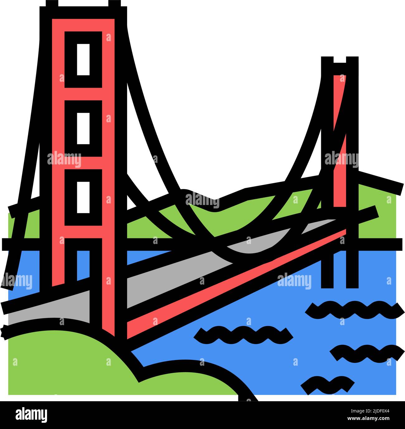 golden gate bridge color icon vector illustration Stock Vector Image ...