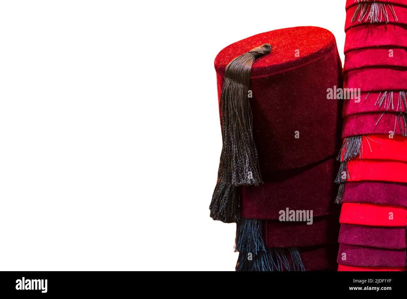 Red fez with black tassel. National Turkish headwear. Traditional felt ...