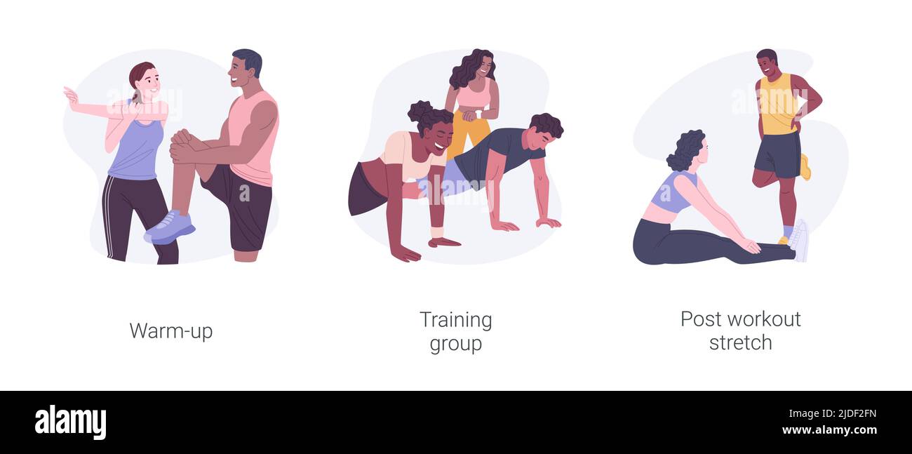 Training process isolated cartoon vector illustrations set Stock Vector ...