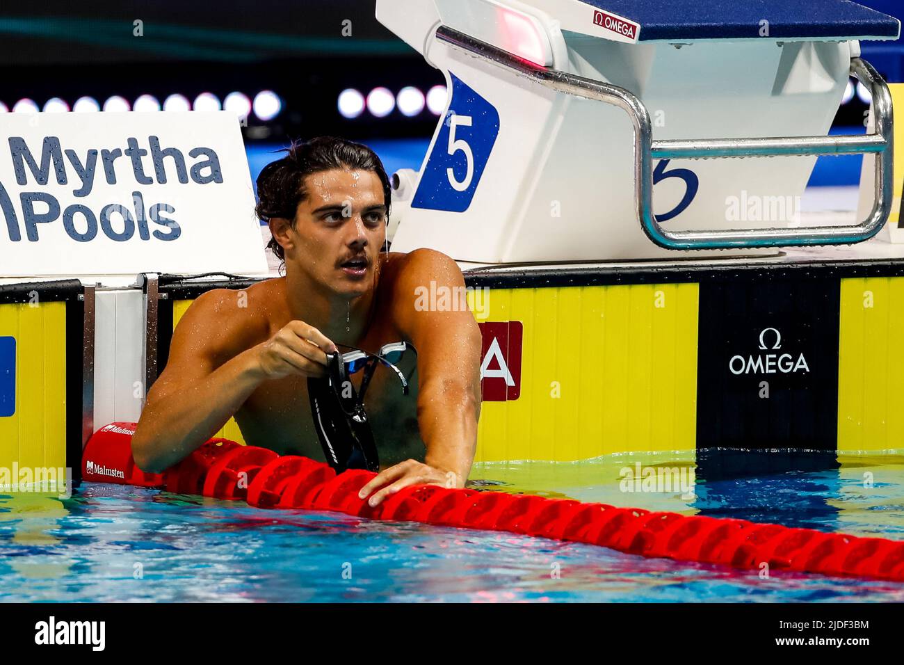 BUDAPEST, HUNGARY - JUNE 20: Thomas Ceccon of Italy after finishing ...