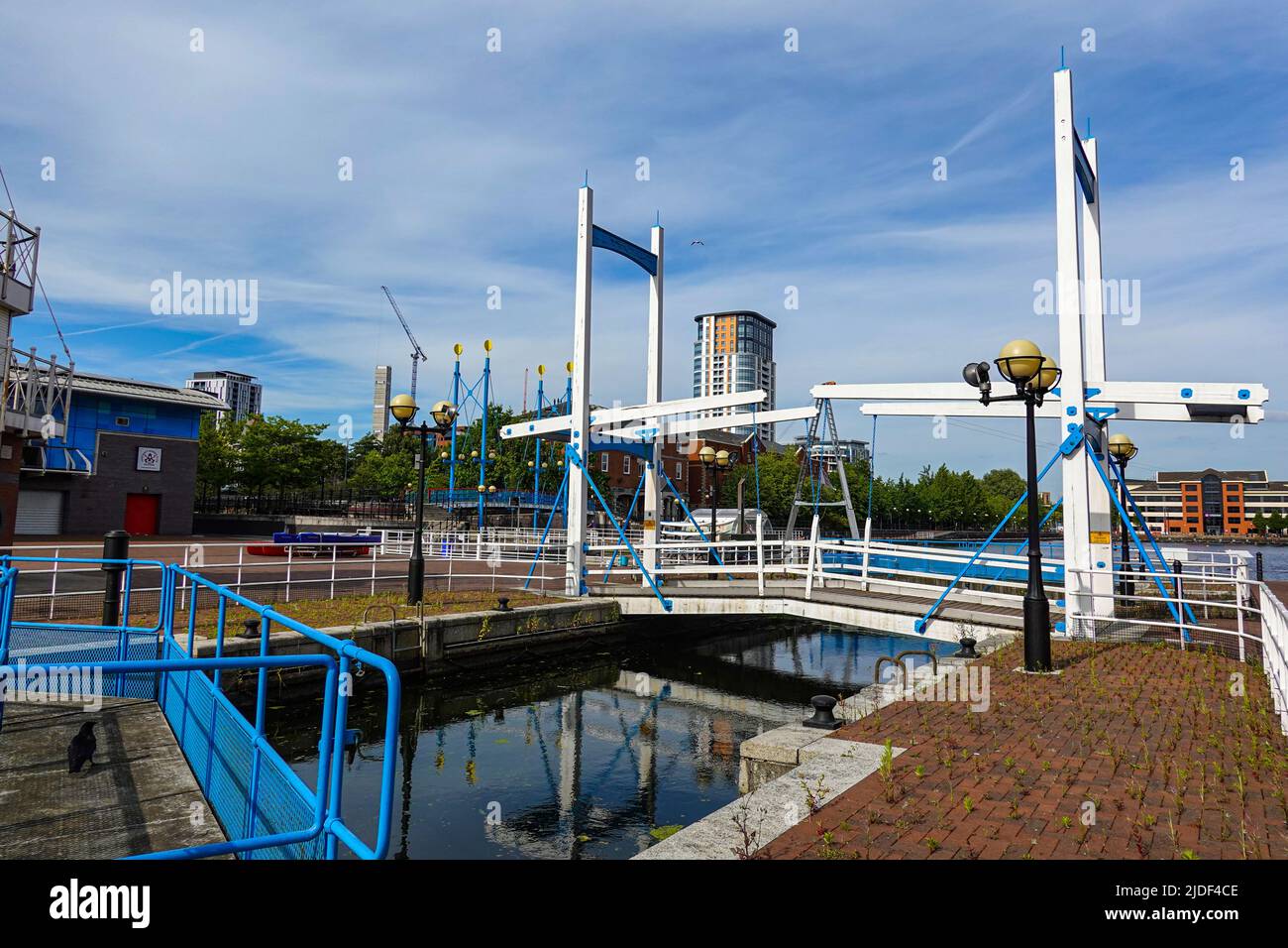 The old docks at Salford, Manchester, UK, now known as Salford Quays ...