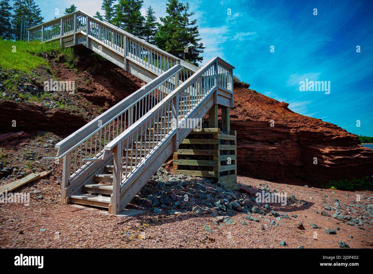 Stairs down to beach on the North Shore of PEI Stock Photo - Alamy