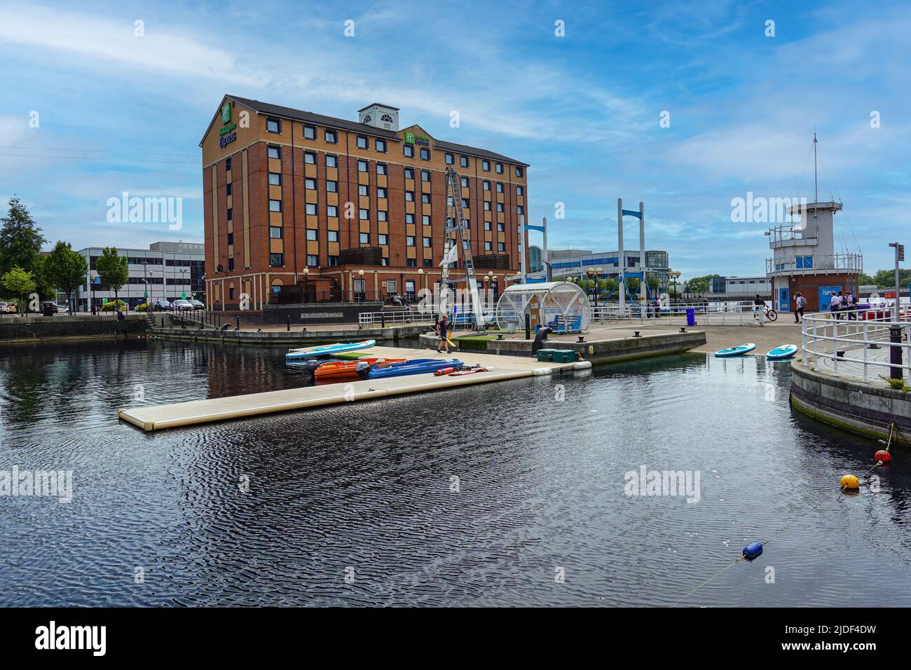 The old docks at Salford, Manchester, UK, now known as Salford Quays ...