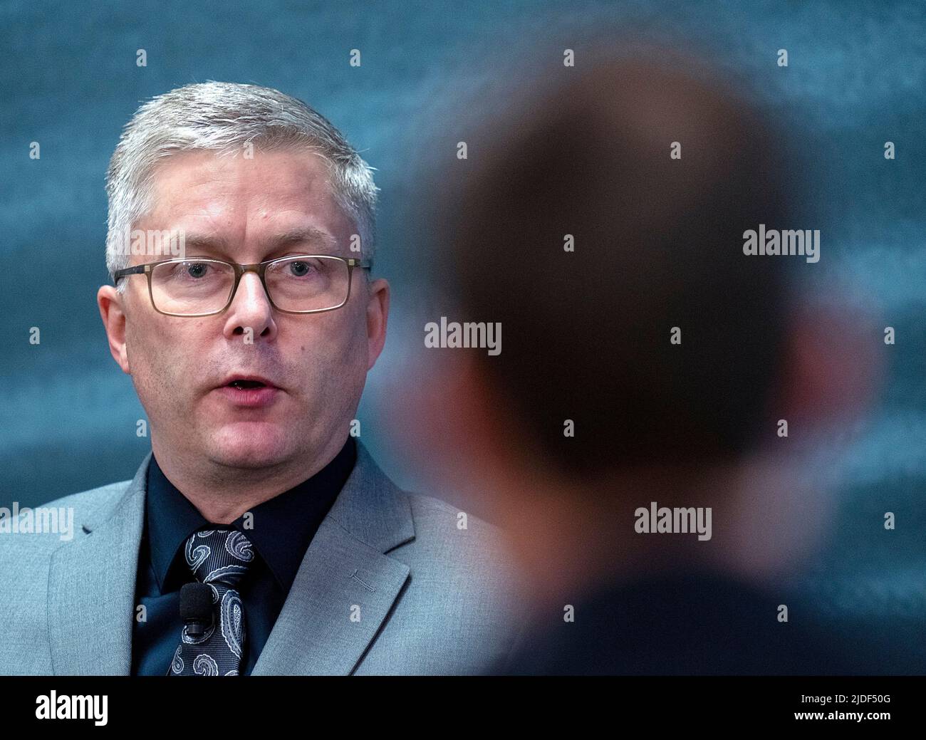 RCMP Const. Nick Dorrington is questioned by family lawyer Josh Bryson ...