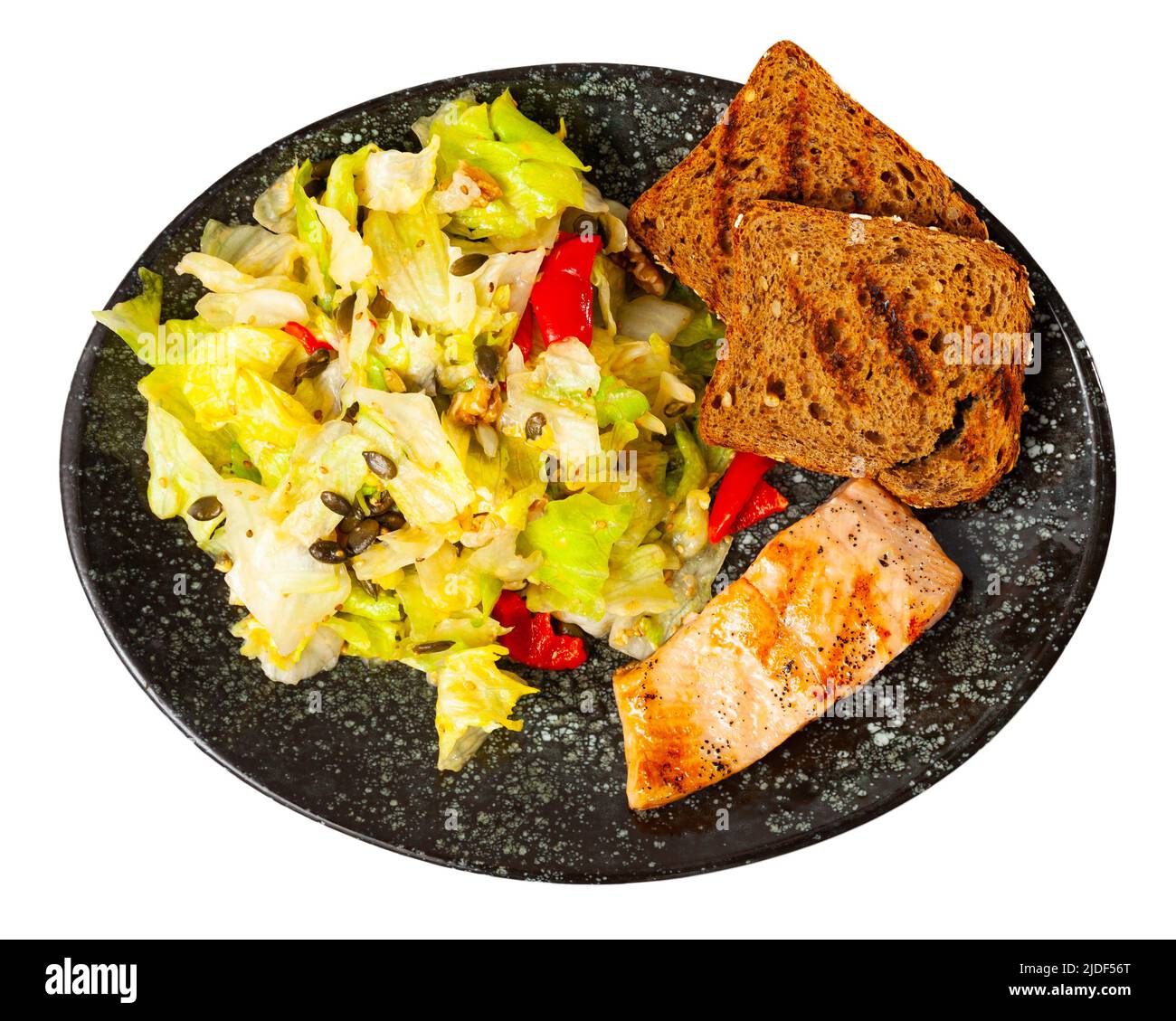 Appetizing salmon with a vegetable salad Stock Photo - Alamy