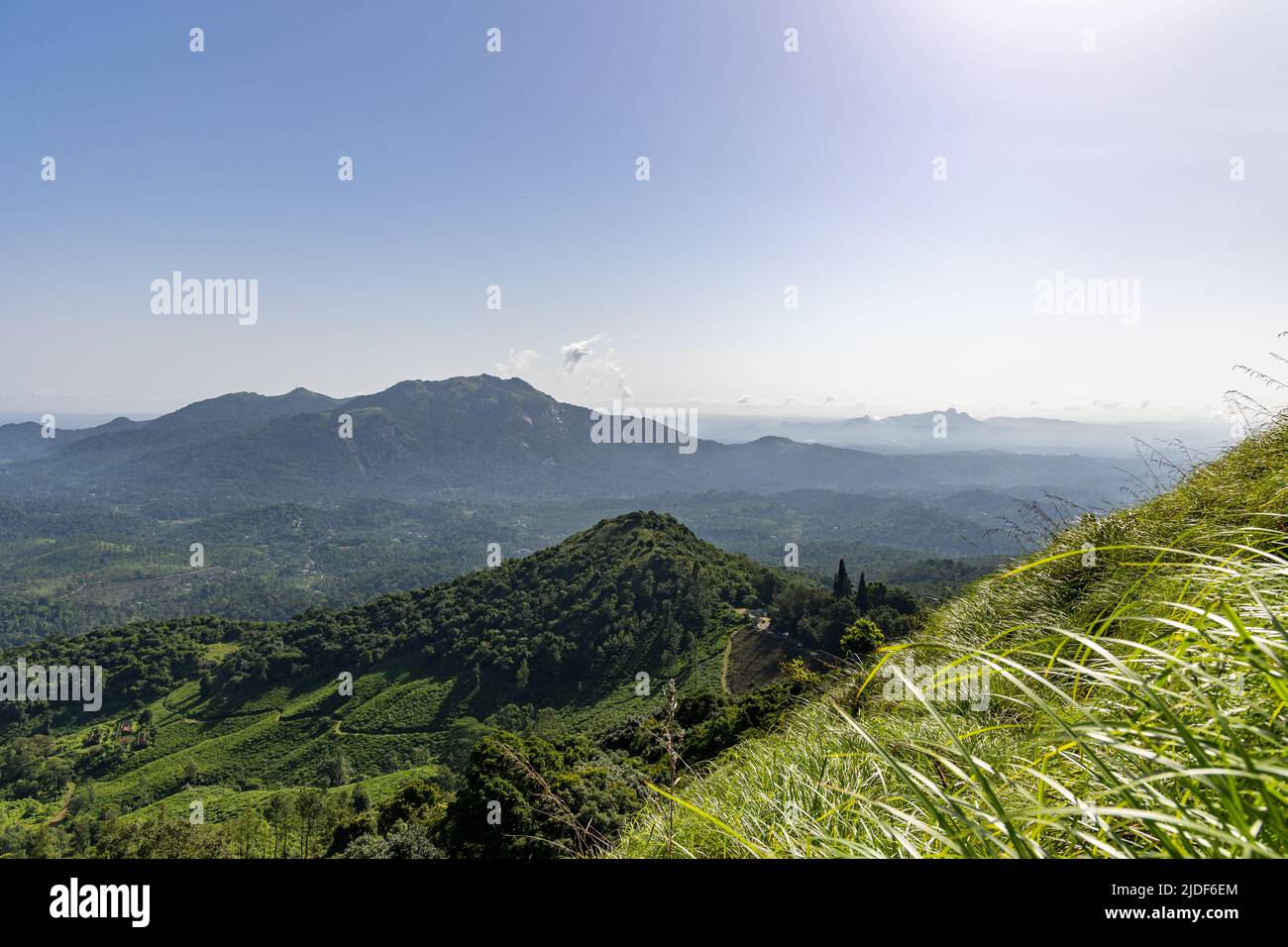 View of the surrounding landscape from the top of Chembra Peak in ...