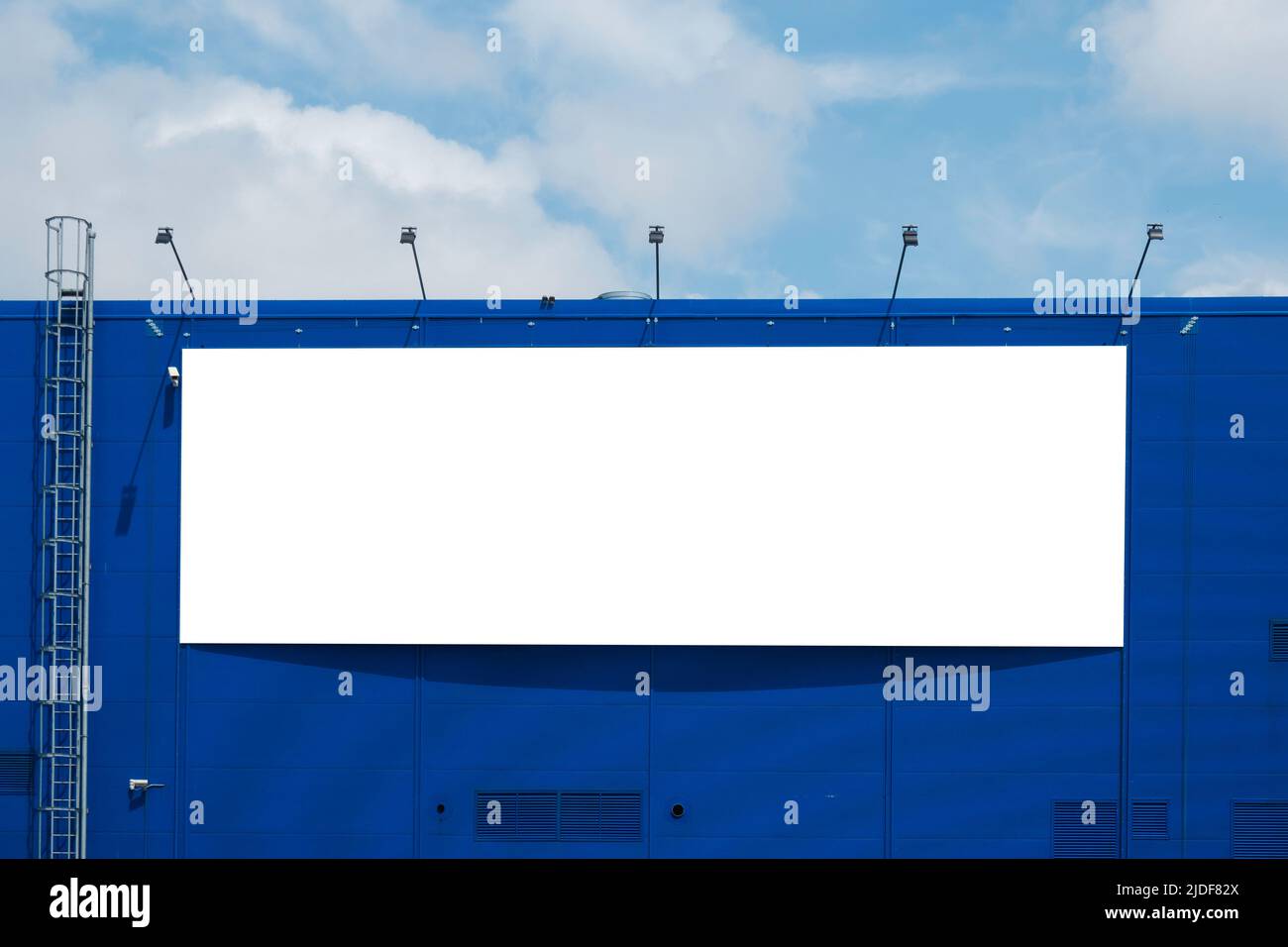 Mock up template. Big horizontal white blank signboard, advertising ...