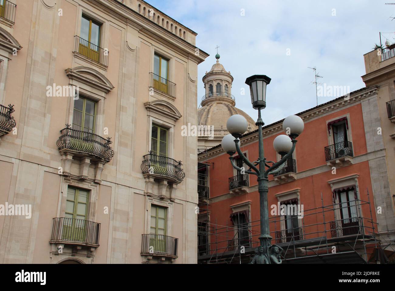 habitation buildings (palaces ?) and baroque church in catania in ...