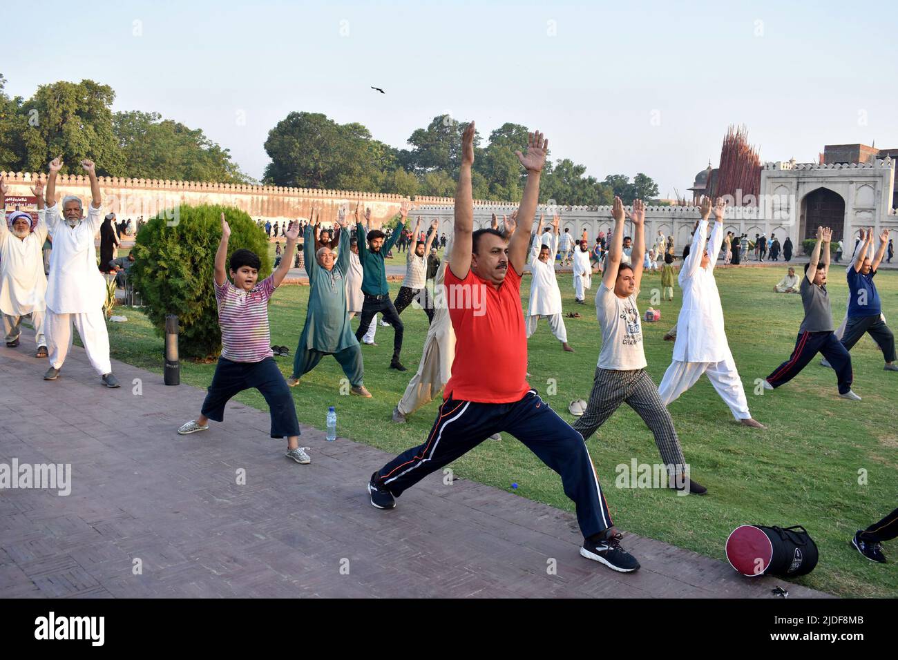 Lahore, Pakistan. 20th June, 2022. Participants take part in a yoga ...