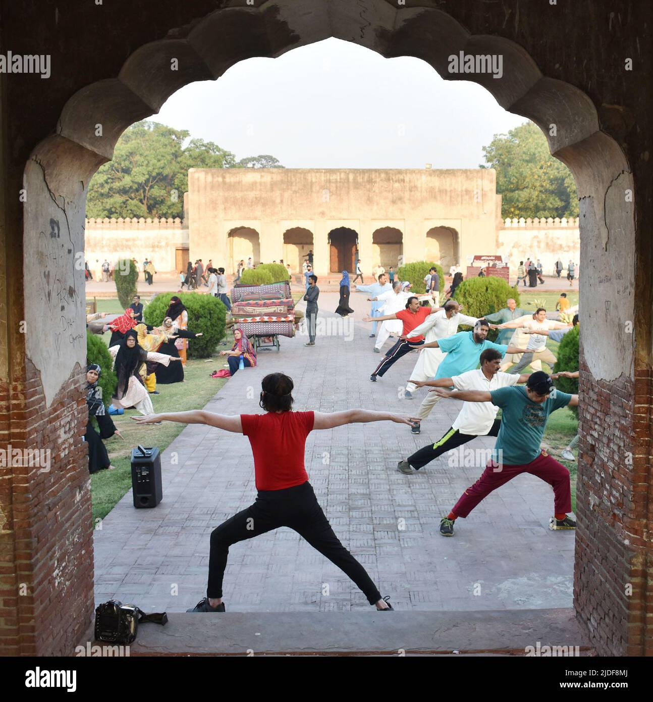Lahore, Pakistan. 20th June, 2022. Participants take part in a yoga ...