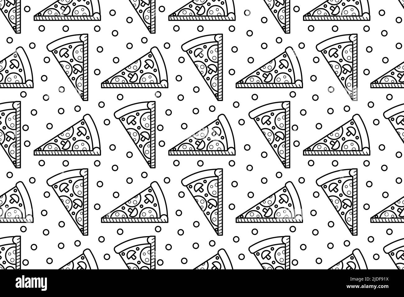 Pizza Slice seamless pattern on white background Stock Vector Image ...