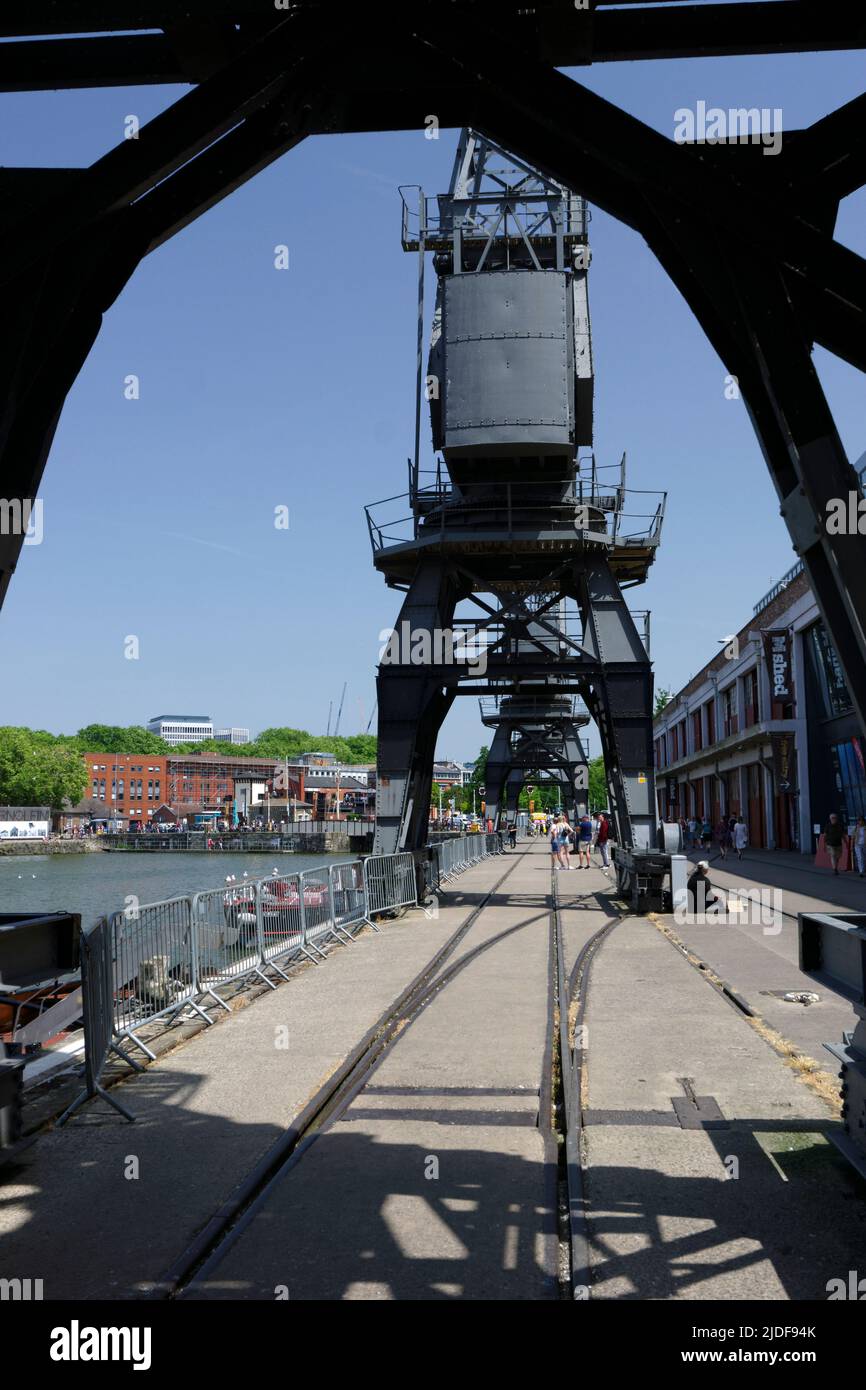 Dockside cranes, Prince's Wharf, Floating Harbour, Bristol Stock Photo ...