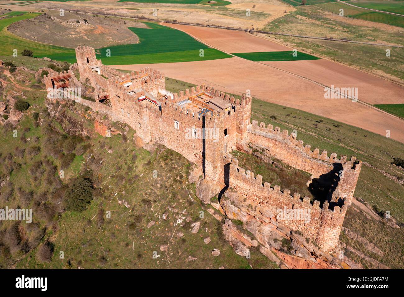 Riba de Santiuste castle. View from above. Guadalajara, Castile La ...