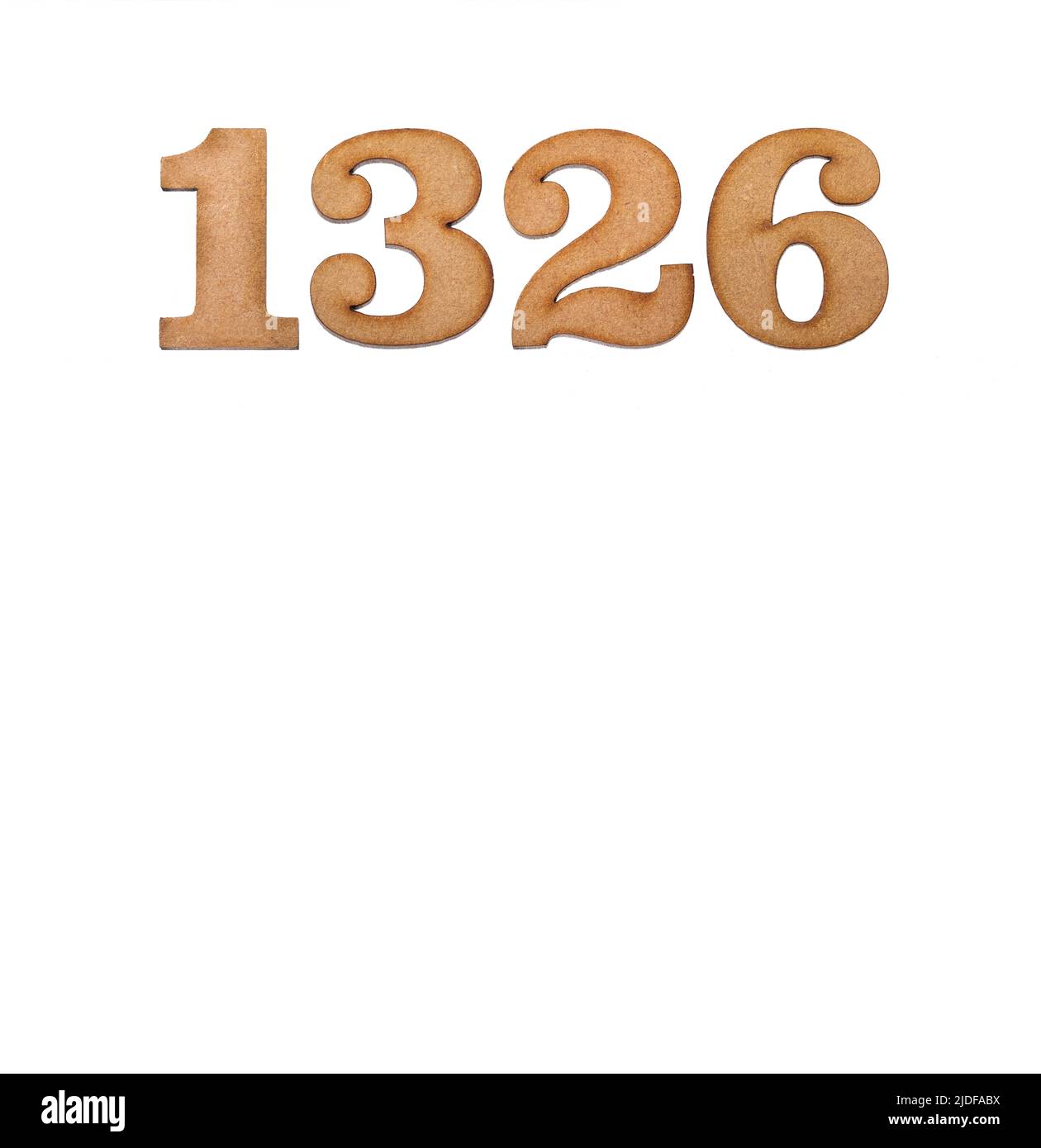 Number 1326 - Piece of wood isolated on white background Stock Photo ...