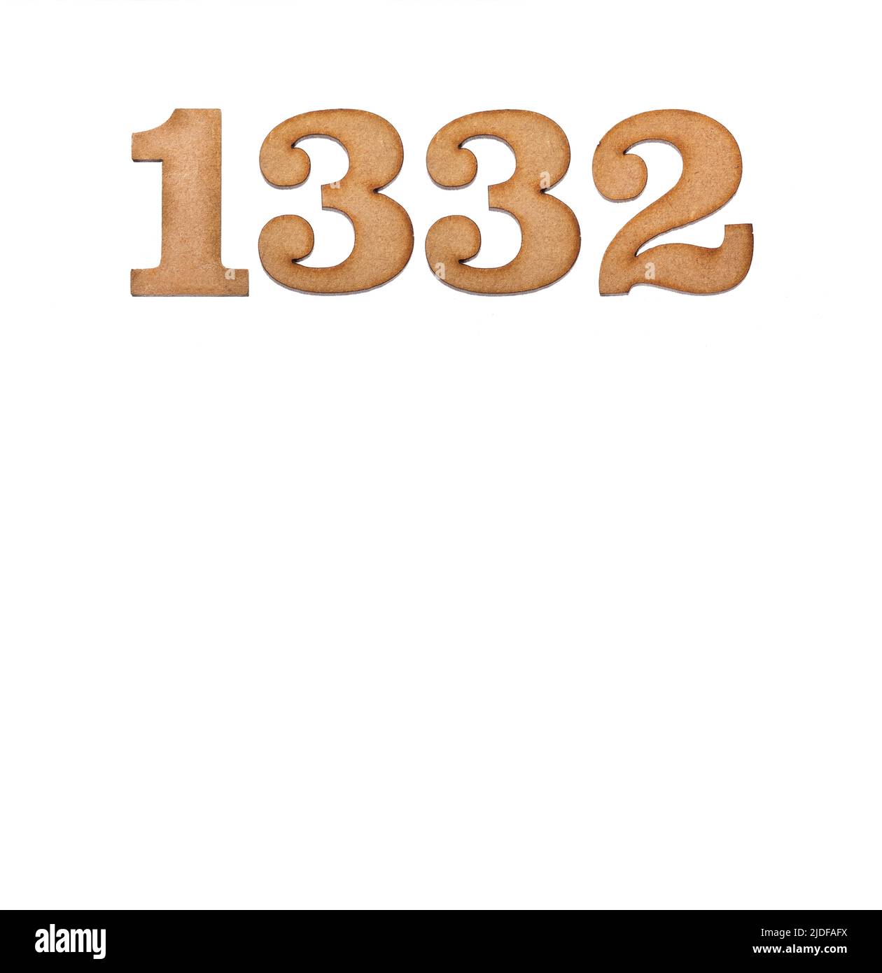 Number 1332 - Piece of wood isolated on white background Stock Photo ...