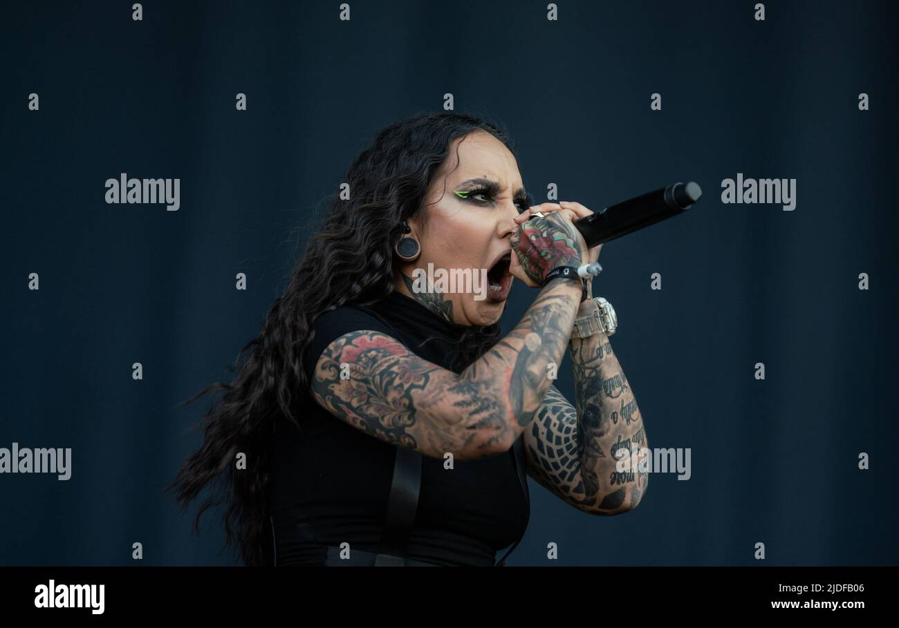Copenhagen, Denmark. 18th, June 2022. The Ukrainian heavy metal band Jinjer performs a live ...