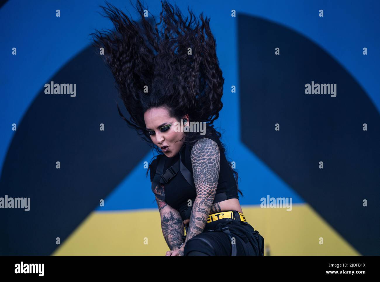 Copenhagen, Denmark. 18th, June 2022. The Ukrainian heavy metal band Jinjer performs a live ...
