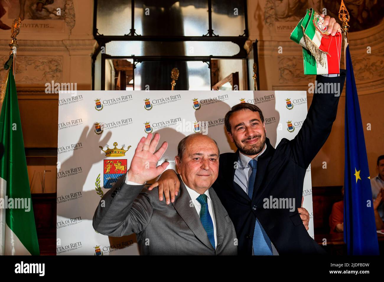 Rieti, Italy. 20th June, 2022. The handover between outgoing mayor ...