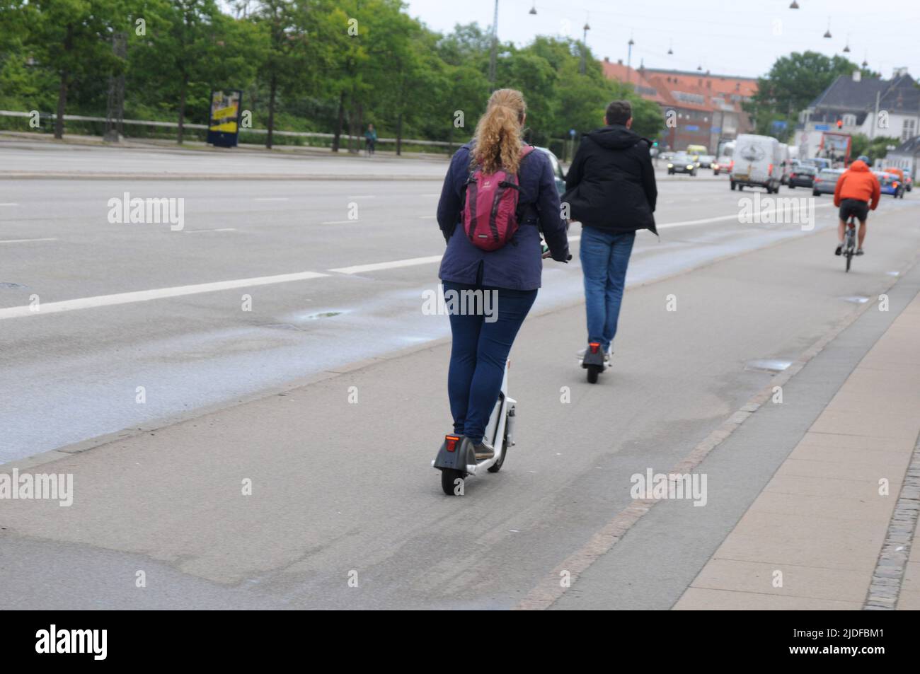 Copenhagen /Denmark/20 June 2022/Electric scooters riders in danish ...