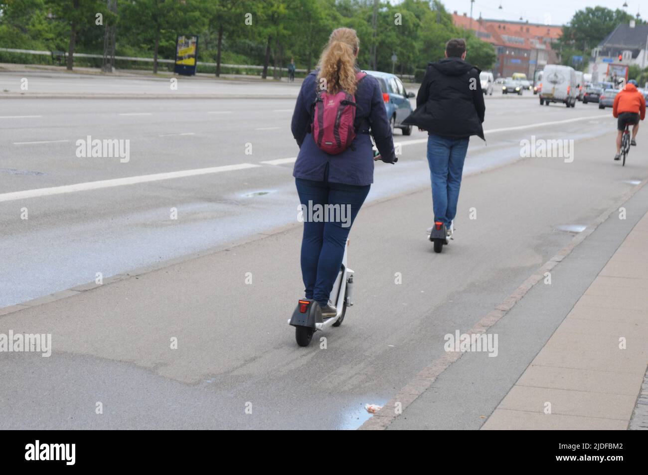 Copenhagen /Denmark/20 June 2022/Electric scooters riders in danish ...